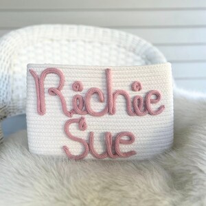 2 Name / Word PERSONALIZED Baby Shower Gift Basket Customize Rope Name ...