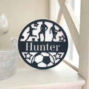 Personalized Soccer Name Sign – Custom Round Wall Plaque for Kids ...