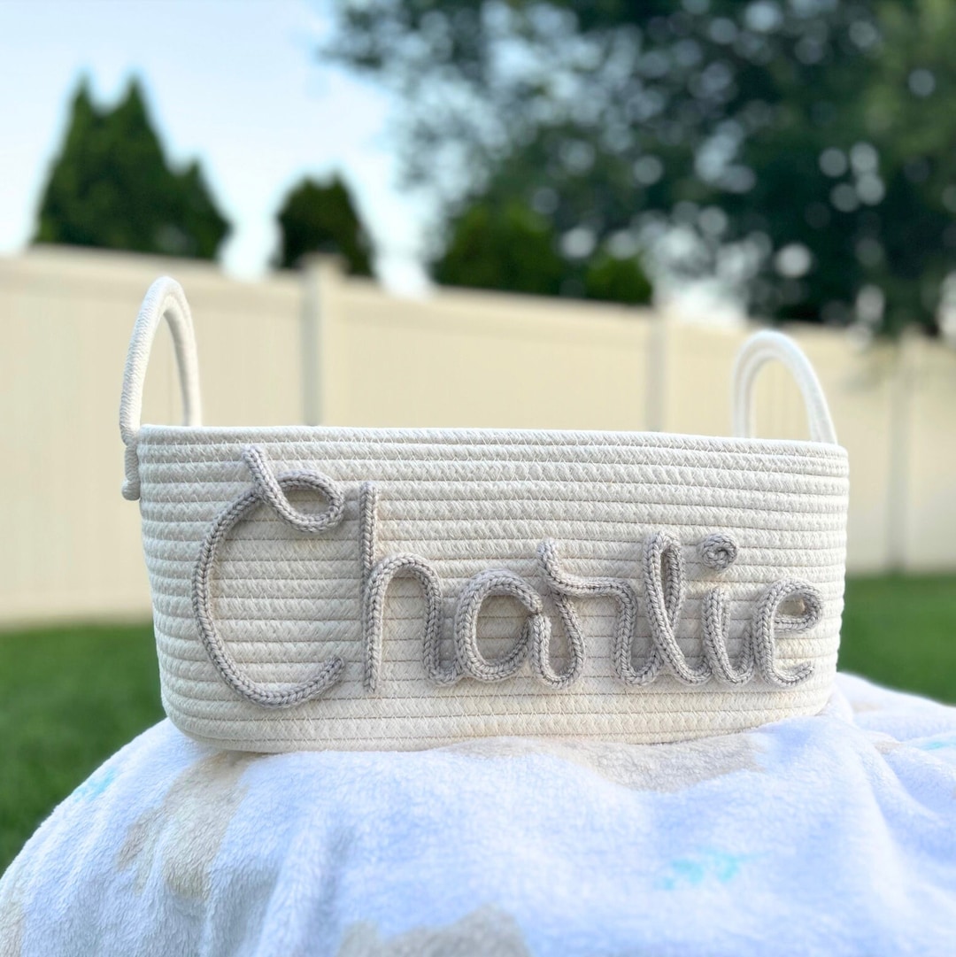 PERSONALIZED Baby Shower Gift Basket • Customize Rope Name Custom ...