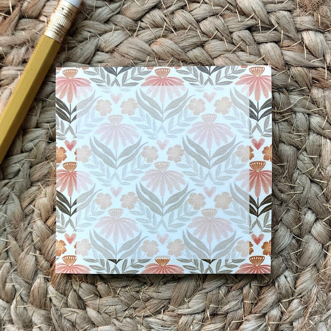 Light Floral Folk Art Sticky Notes - Etsy