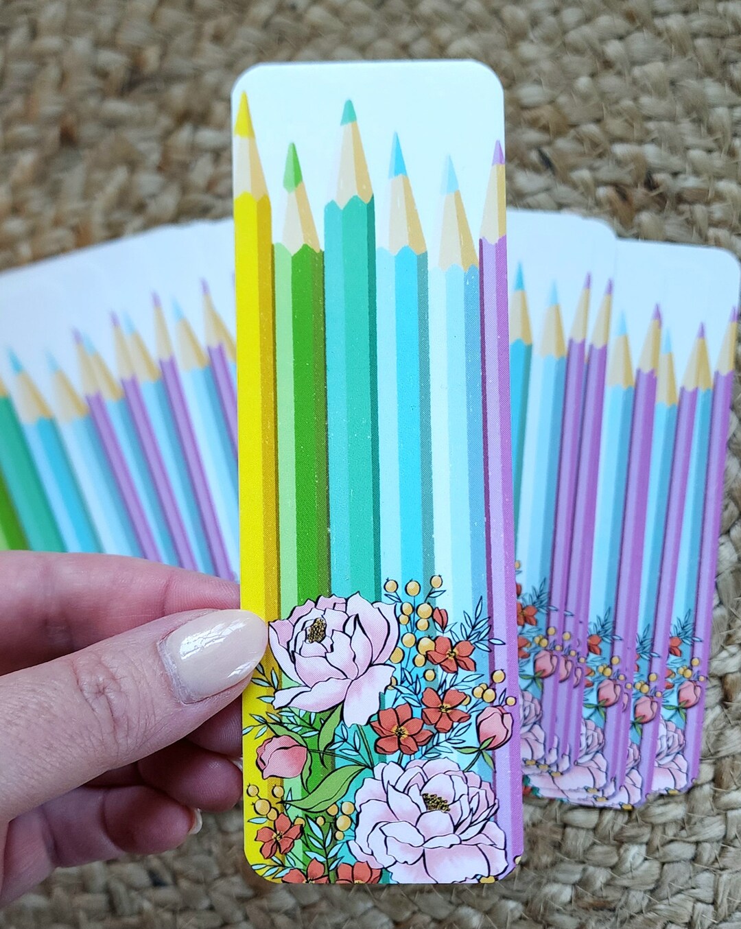 Colored Pencils Bookmark - Cool Colors - Etsy