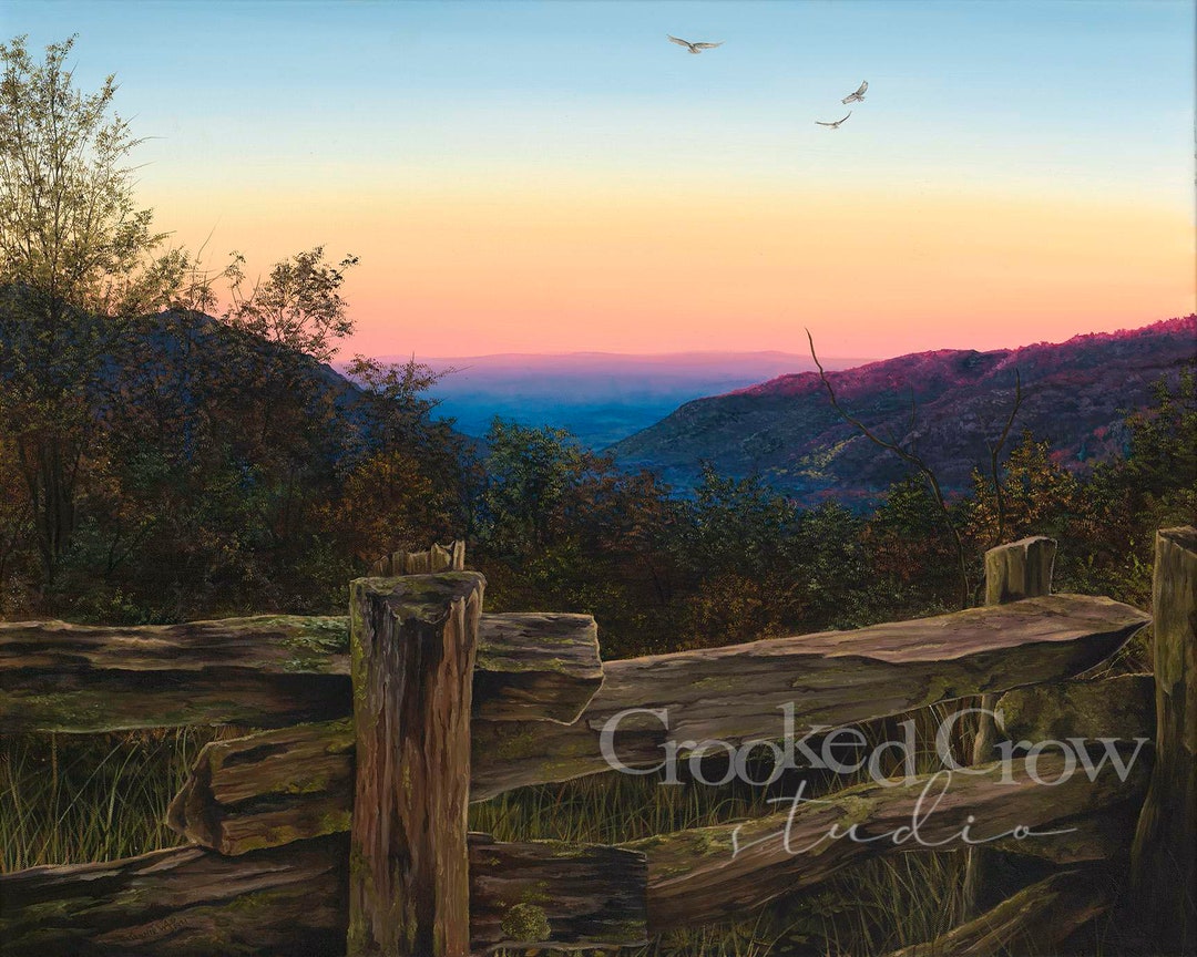 Blue Ridge Sunset Oil Painting Print- "in the Stillness" - Etsy
