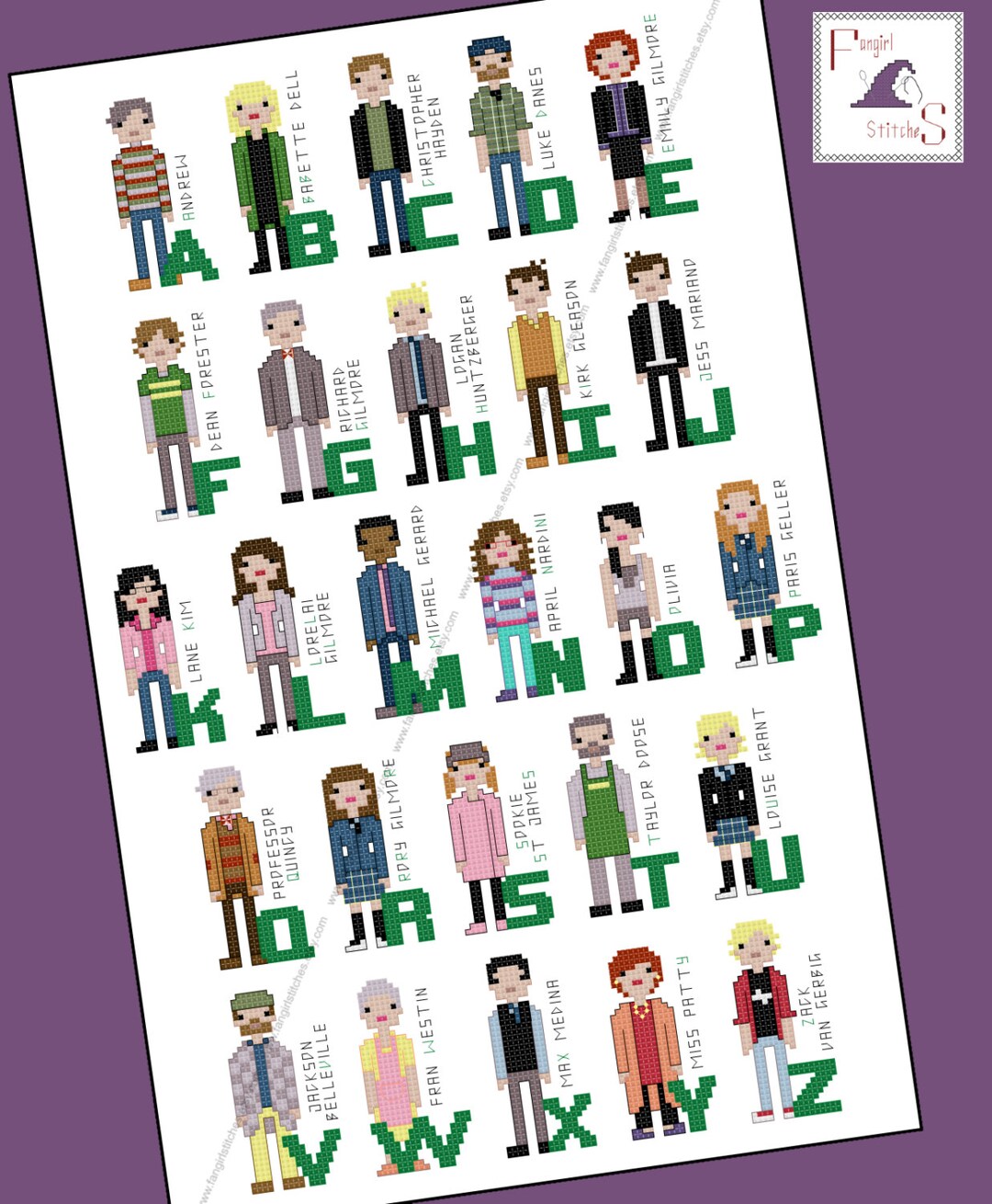 Gilmore Girls Themed Alphabet Cross Stitch - PDF Pattern - INSTANT ...