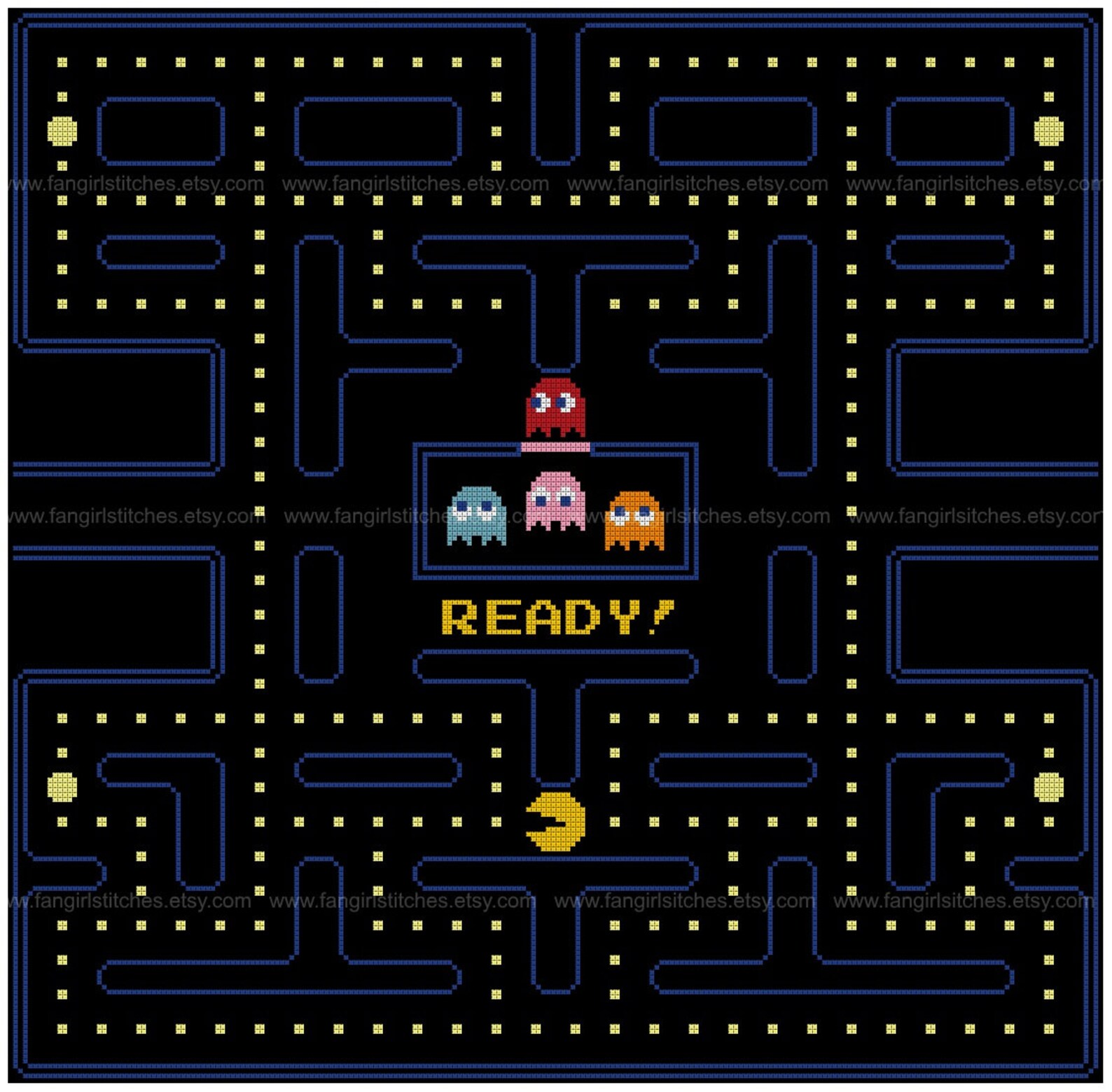 Pac-man Opening Screen Cross Stitch PDF Pattern Designed - Etsy