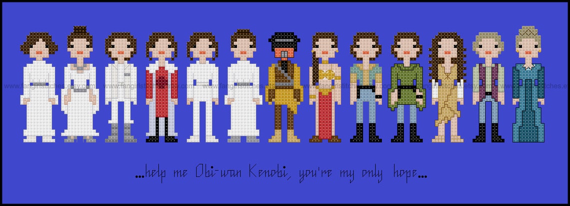 Star Wars themed Princess Leia cross stitch PDF Pattern | Etsy