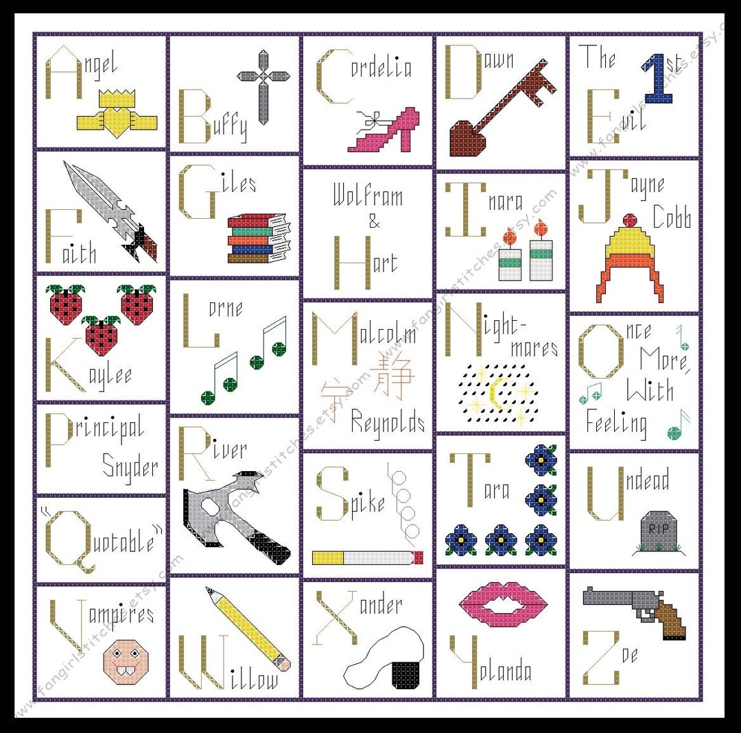 Whedon's Alphabet - Buffy, Angel and Firefly Inspired Cross Stitch ...