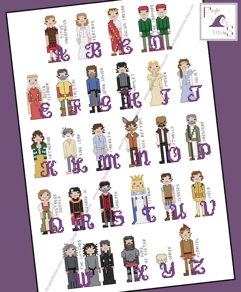 Shakespeare Themed Cross Stitch Alphabet PDF Pattern - Etsy Australia
