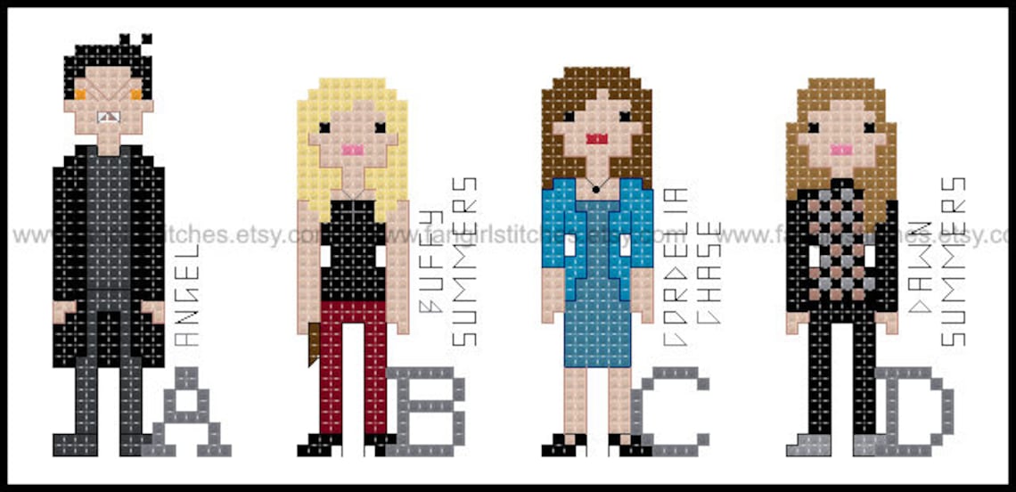 Buffy and Angel Universe Inspired Character Alphabet Cross | Etsy