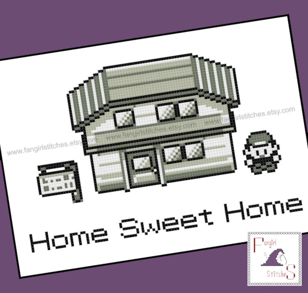 Pokemon Inspired Home Sweet Home Cross Stitch PDF Pattern INSTANT ...