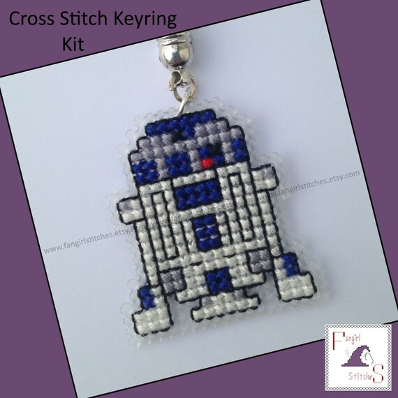 Star Wars inspired R2-D2 cross stitch key-ring KIT all you | Etsy