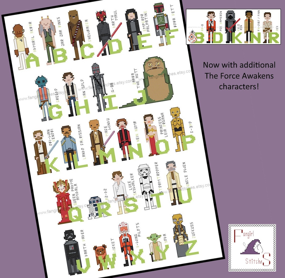 Star Wars Themed Alphabet of Characters Cross Stitch - PDF Pattern ...