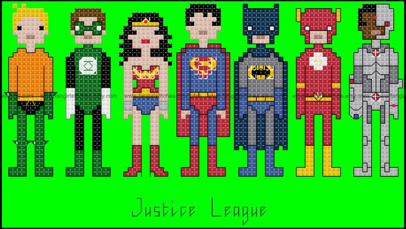Justice League Superhero themed Cross Stitch PDF pattern | Etsy