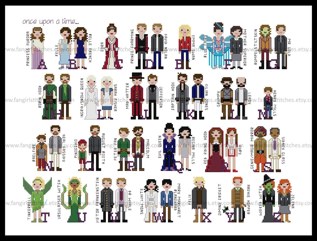 Once Upon A Time Inspired Character Alphabet Cross Stitch - PDF Pattern ...