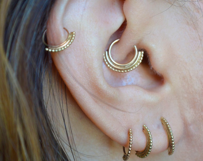 Helix Hoop, Tragus Piercing, Rook Piercing, Gold Tragus Earring, Gold ...