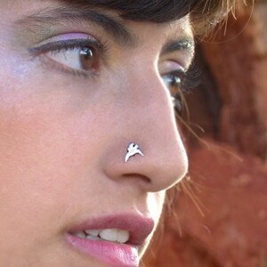 Silver Nose Stud, Hummingbird Jewelry, Bird Nose Stud, Nose Pin, Birds ...