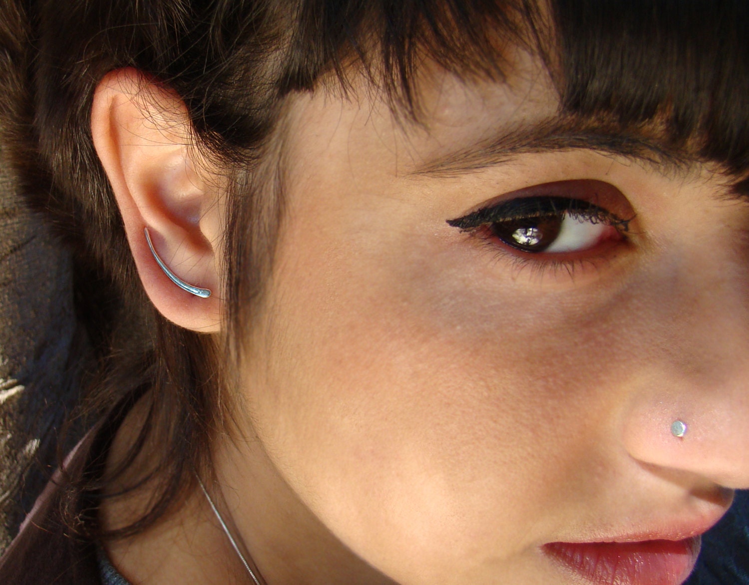 Ear cuff ear bar silver ear cuff ear crawler ear pin cuff | Etsy