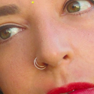 Moon Septum, Septum Piercing, Half Moon Septum, Silver Septum, Nose ...