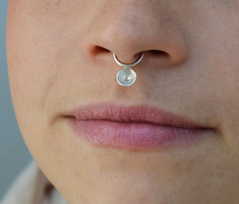 Tribal Septum Septum Piercing Nose Ring Silver Septum Etsy