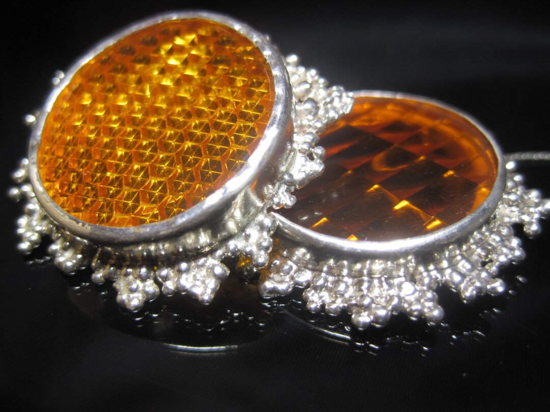 Silver Pin, Silver Brooch, Lapel Pin, Plastic and Silver, Reflector ...