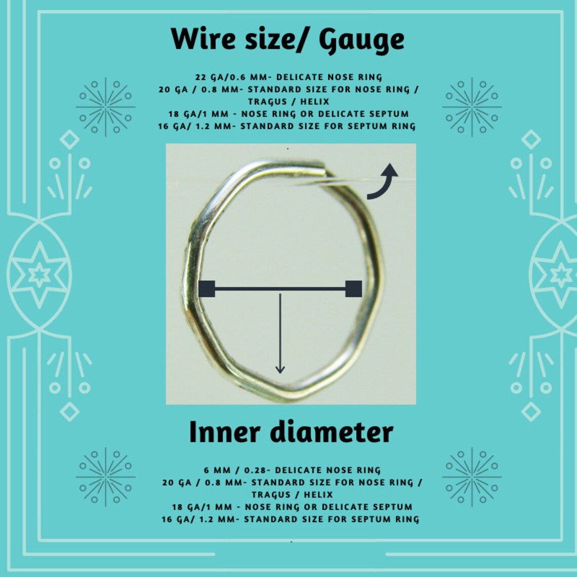 14 K Gold Septum Ring Tribal Septum Crown Septum Geometric | Etsy