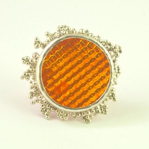 Silver Pin, Silver Brooch, Lapel Pin, Plastic and Silver, Reflector ...