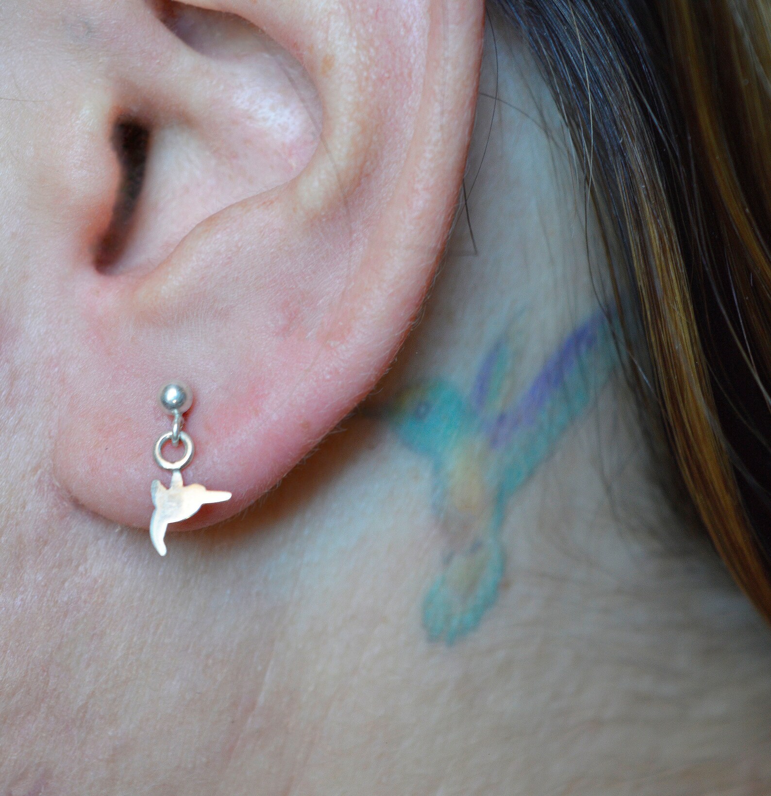 Girls Earrings Cartilage Colibri Silver Earrings | Etsy