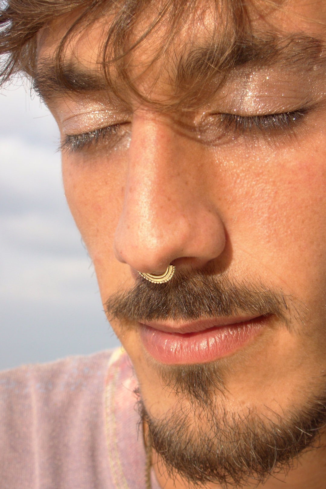 Gold Septum for Men, 14k Gold Septum, Aztec Gold Septum, Gold Septum ...