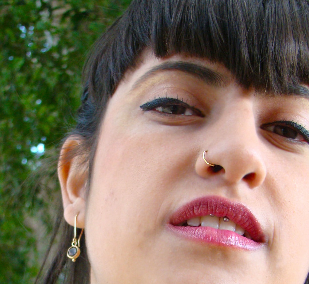 Nostril Ring , 14k Gold Nose Ring, Gold Nose Hoop, Geometric Nose Hoop ...