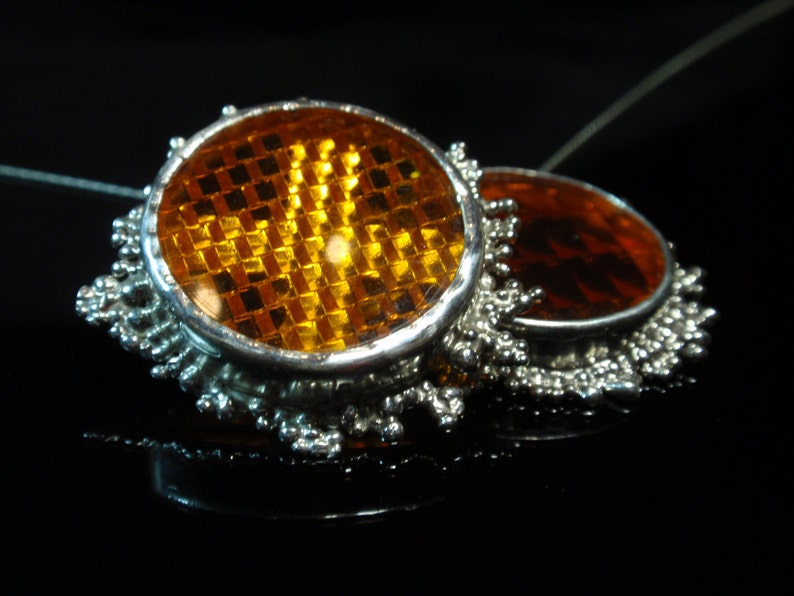 Reflector Pendant Pop Art Jewelry Plastic and Silver - Etsy