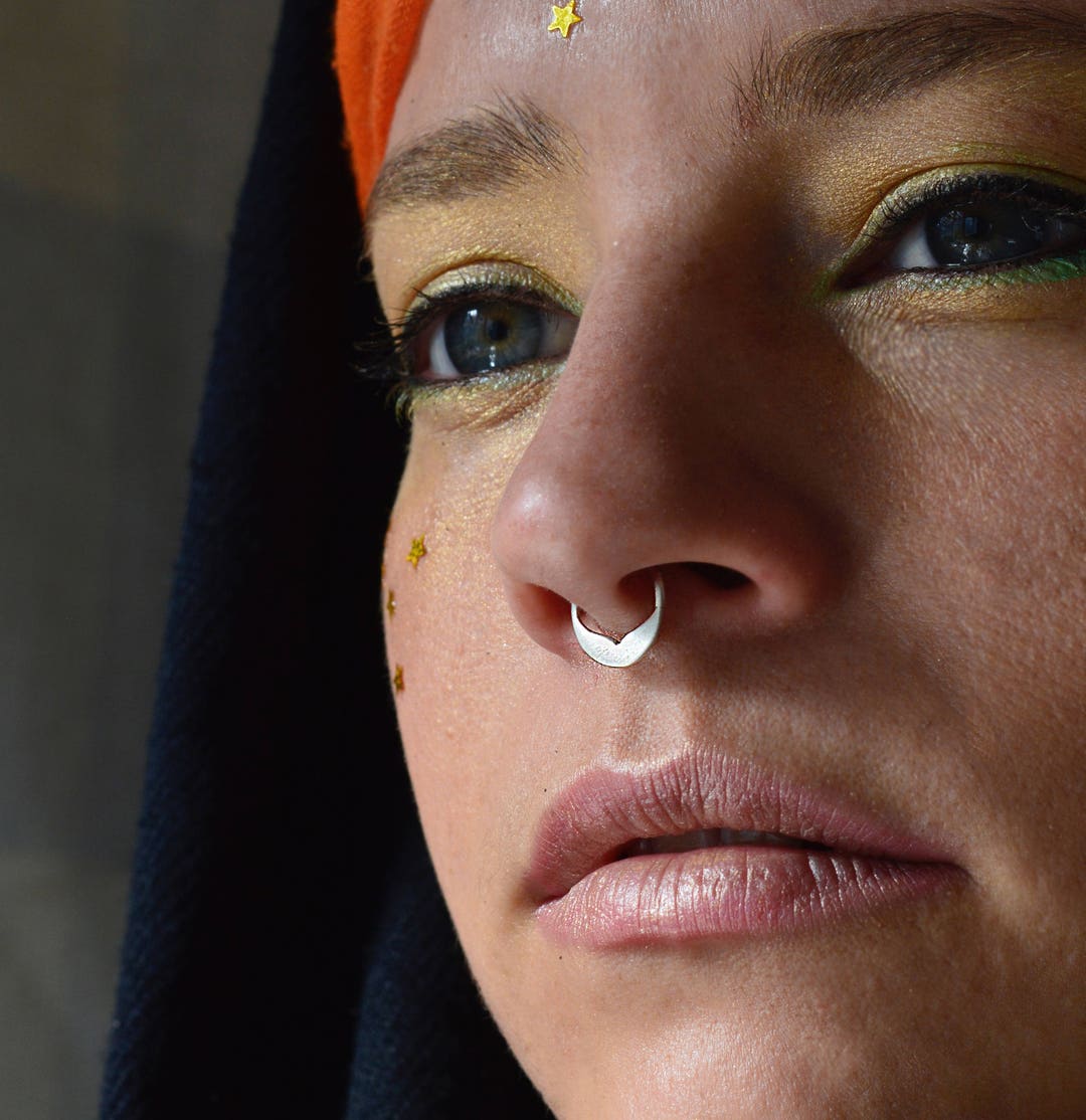 Tribal Septum, Whale Tale, Silver Septum Ring, Wings Septum, Septum ...