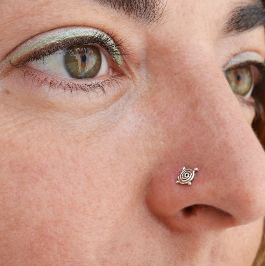 Spiral Nose Stud, Nostril Stud ,nose Pin, Silver Stud Earrings, Nose ...