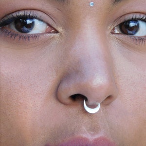 Moon Septum Ring, Nose Ring, Silver Septum Ring, Crescent Moon, Nose ...