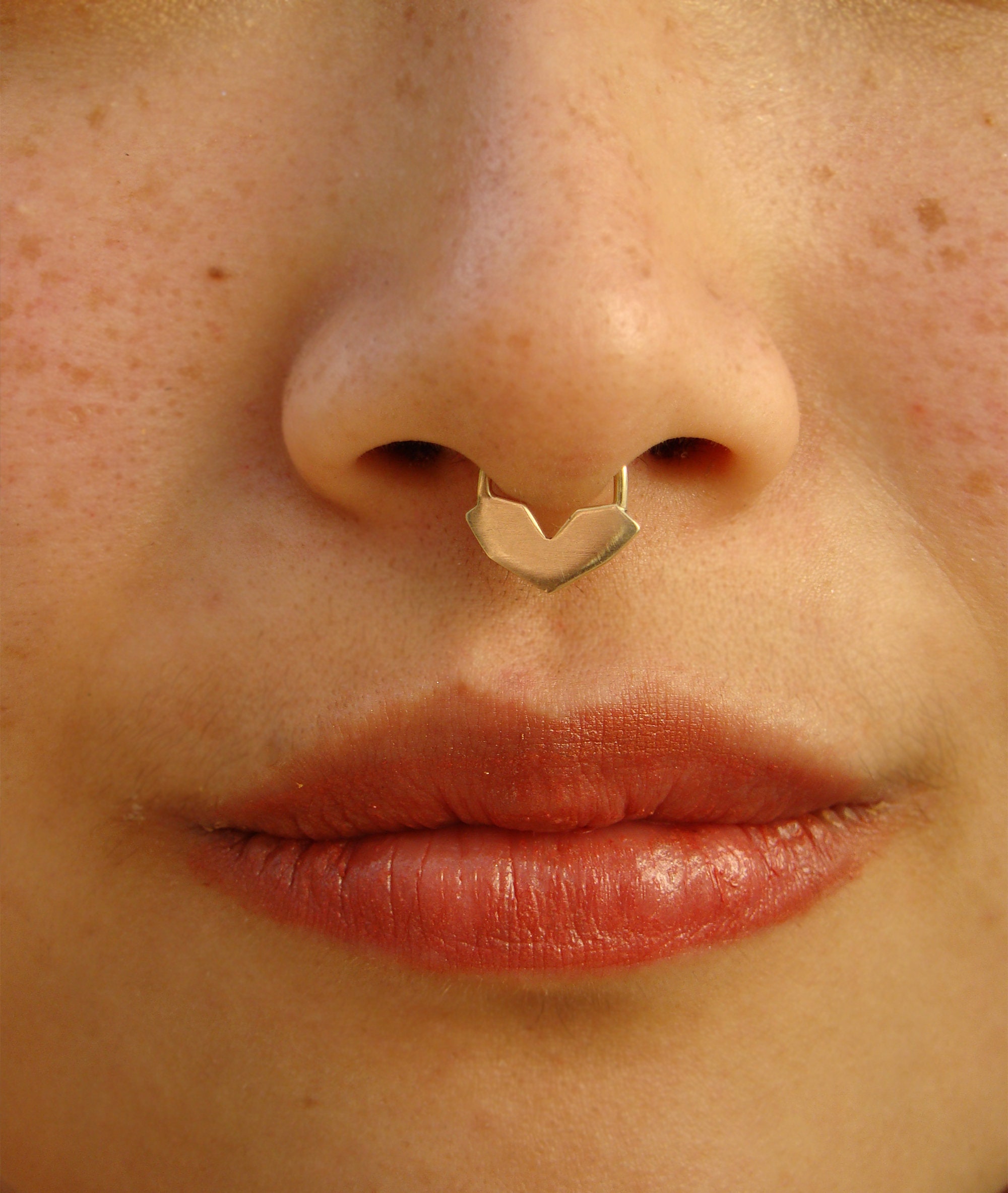 Tribal septum 14k gold septum Geometric heart septum septum | Etsy