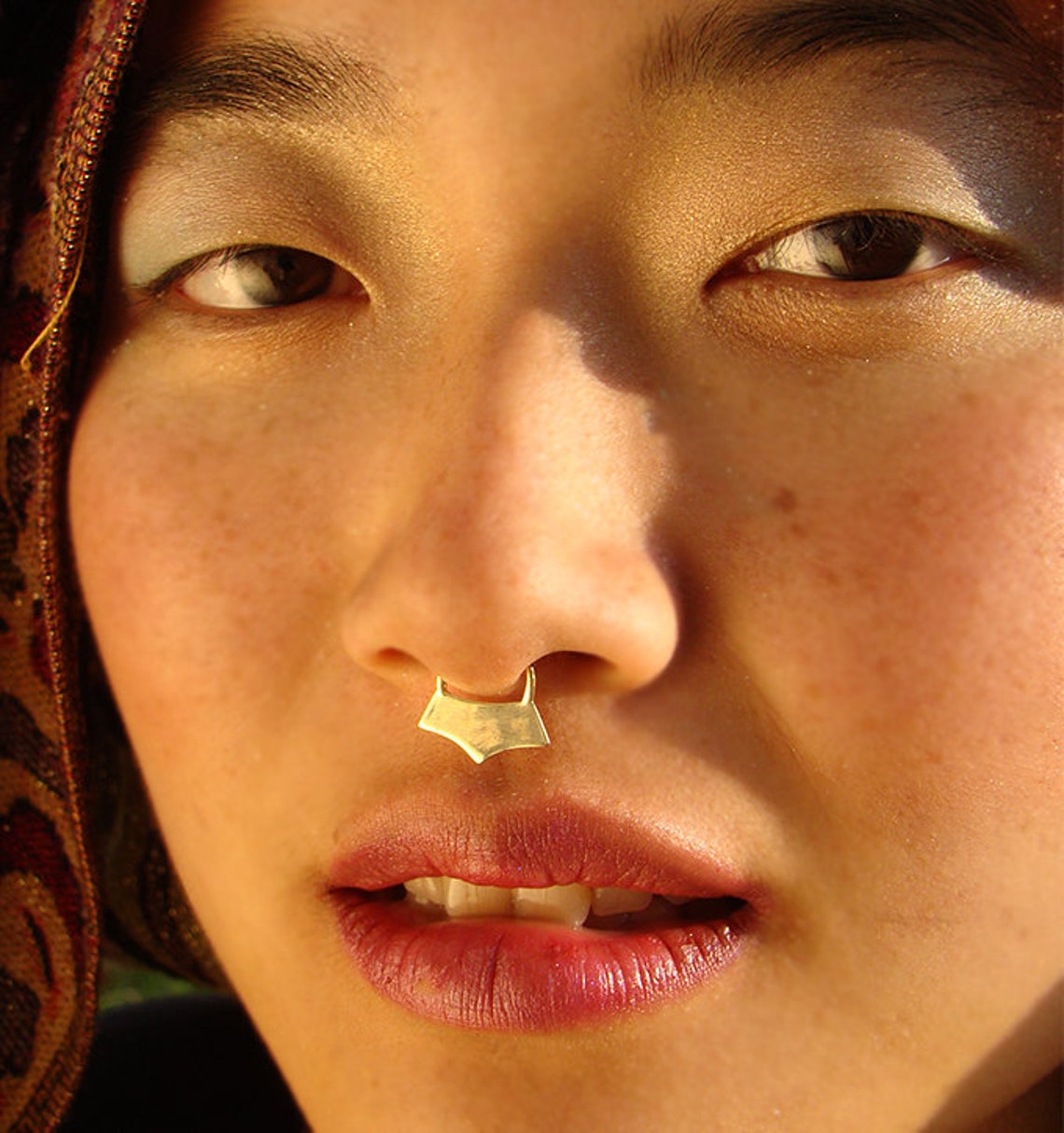 14 K Gold Septum Ring Tribal Septum Crown Septum Geometric | Etsy