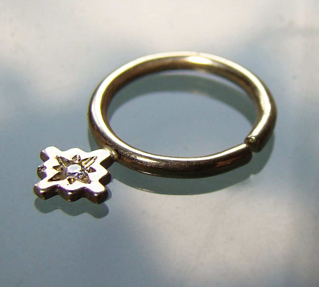 Tribal Septum Ring, Diamond and Gold, Septum, Gold Septum Ring, Chakana ...