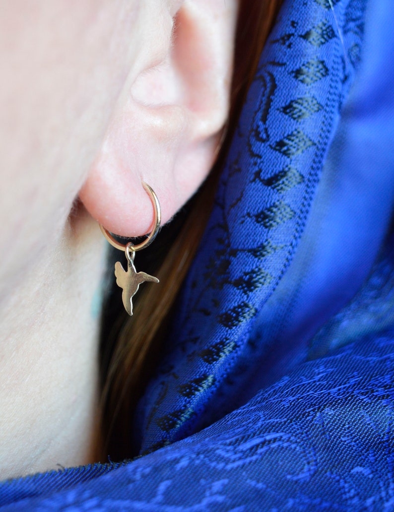 Hummingbird Hoop Earring - Etsy