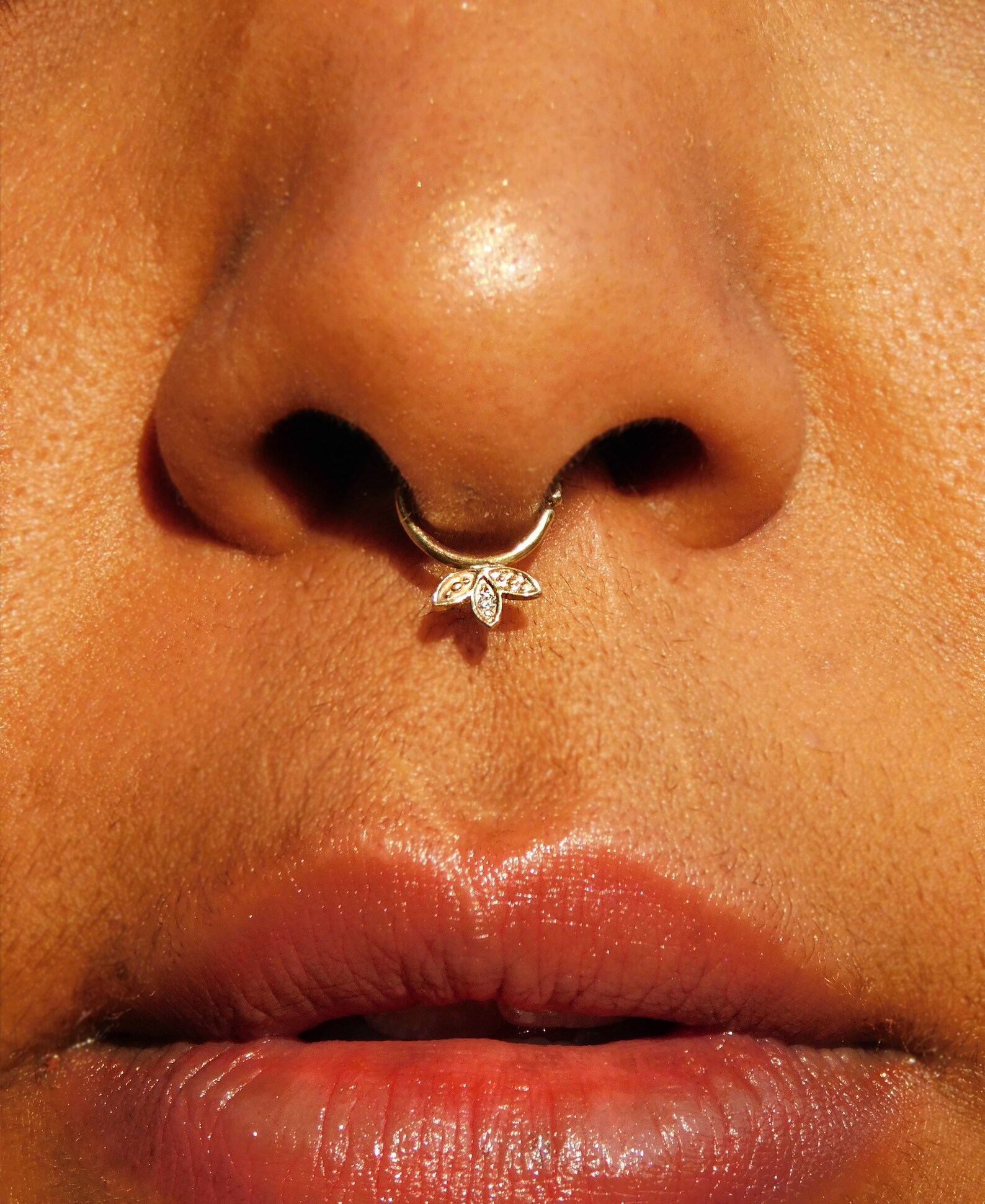 Gold Diamond Septum Ring Septum Ring Septum With a Set Nose | Etsy