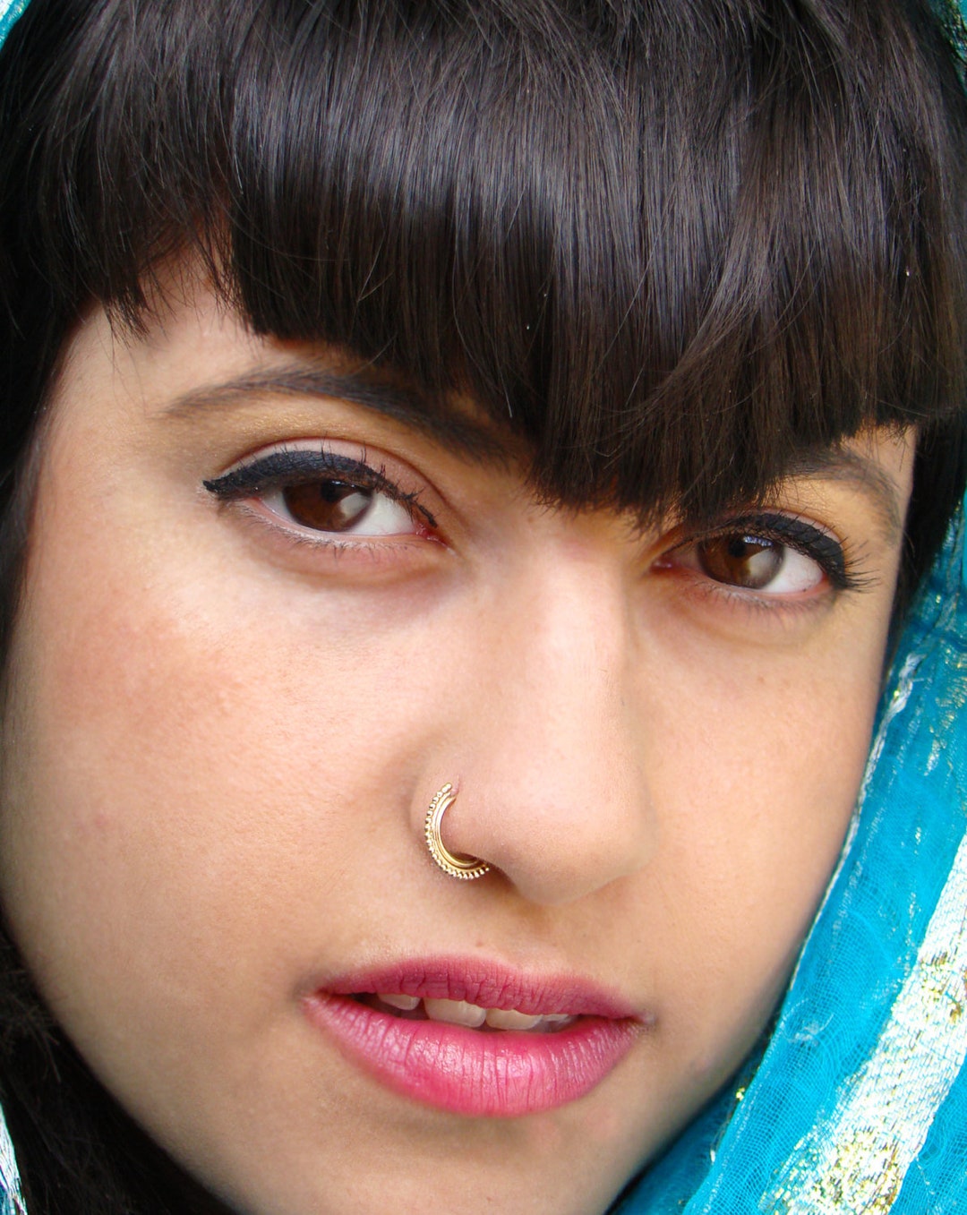 Gold Nose Ring, Aztec Nose Ring, Indian Nose Ring, Nose Ring, Septum ...