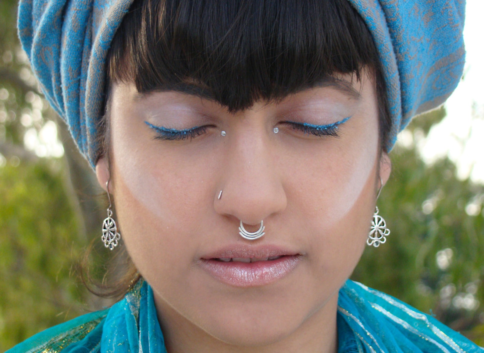 Tribal Sterling Silver Septum Ring, Boho Nose Piercing - Etsy