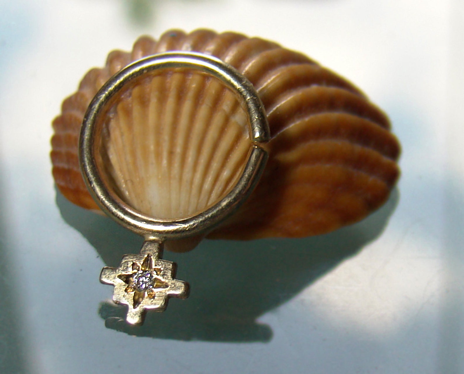 Gold Septum Ring, Chakana, Inca Cross, Diamond Septum Ring, Tribal ...