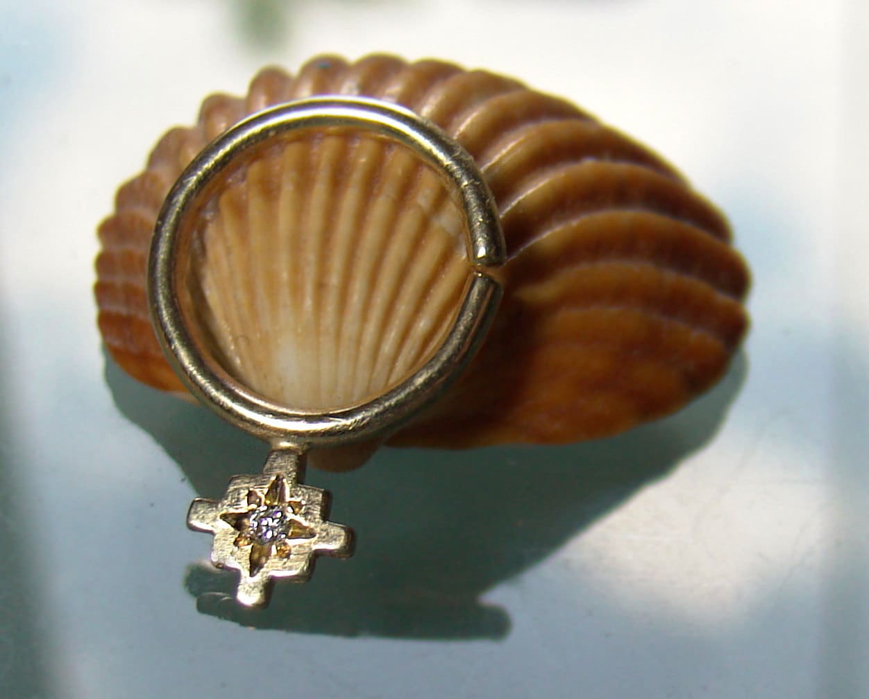 Gold Septum ring Chakana Inca cross diamond Septum ring | Etsy