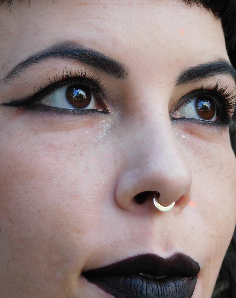 Gold Septum, Setum Ring, Septum Piercing, Nose Hoop, Moon Nose Ring ...