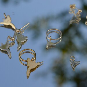 Girls Earrings, Cartilage , Colibri, Silver Earrings, Hummingbird ...