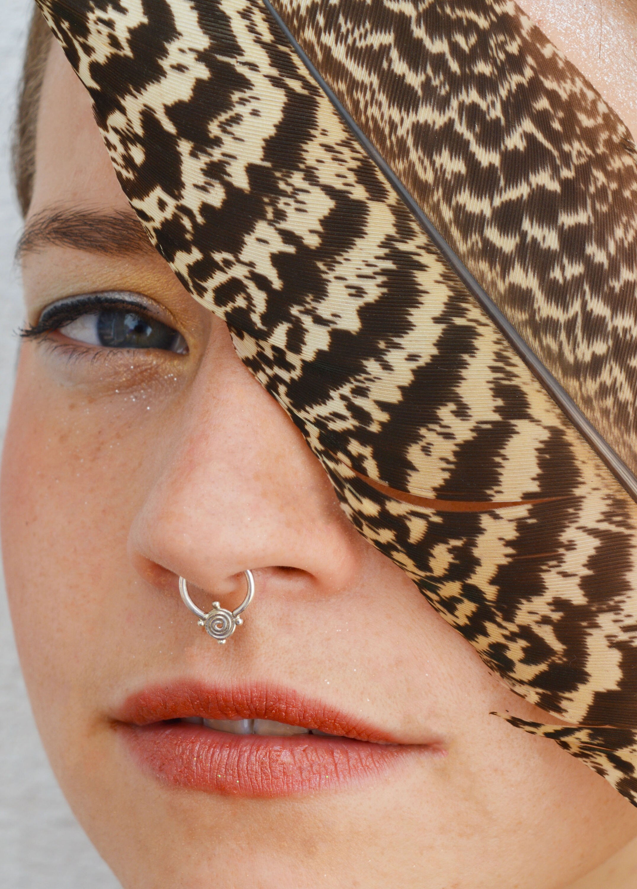 Tribal Septum ring spiral Silver septum nose ring septum | Etsy