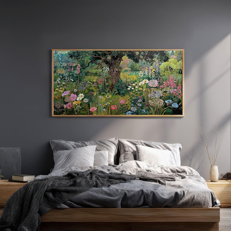 Large Tree Art Print, Nature Woodland Flowers Scenery Wall Art - Etsy