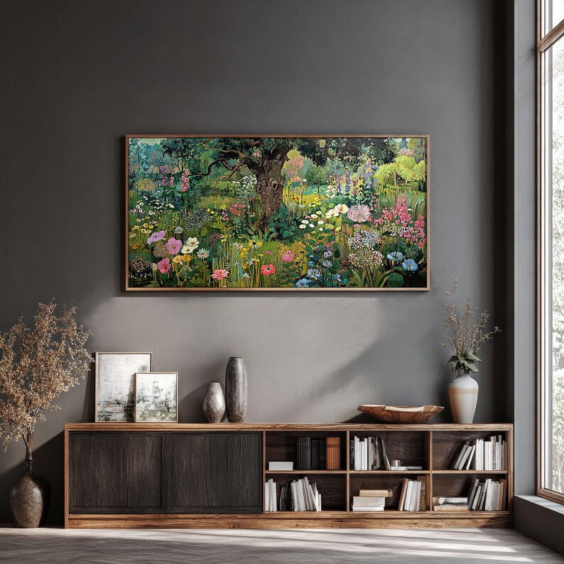 Large Tree Art Print, Nature Woodland Flowers Scenery Wall Art - Etsy