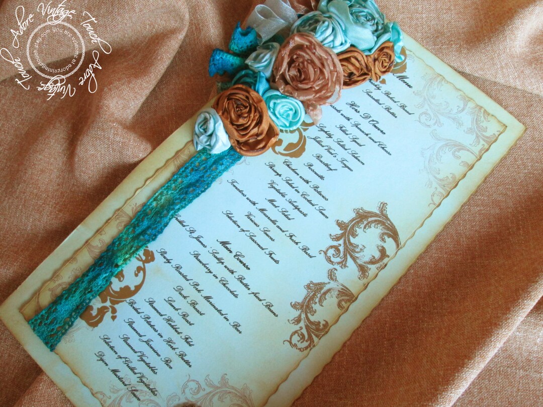Menu, Turquoise Dream; Shabby Menu, Shabby Chic Menu, Aged Menu ...