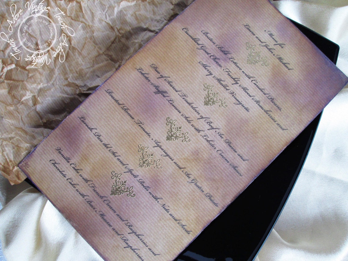 Menu Love&recycle Shabby Chic Menu Recycled Menu Shabby - Etsy