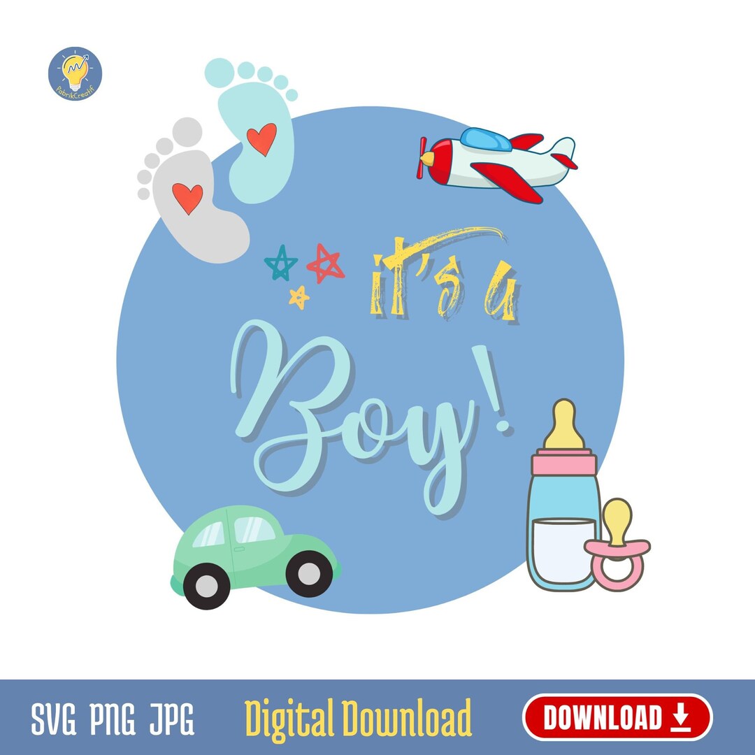 It's a Boy Footprint Art Digital Download File Svg | Baby Boy Shower ...