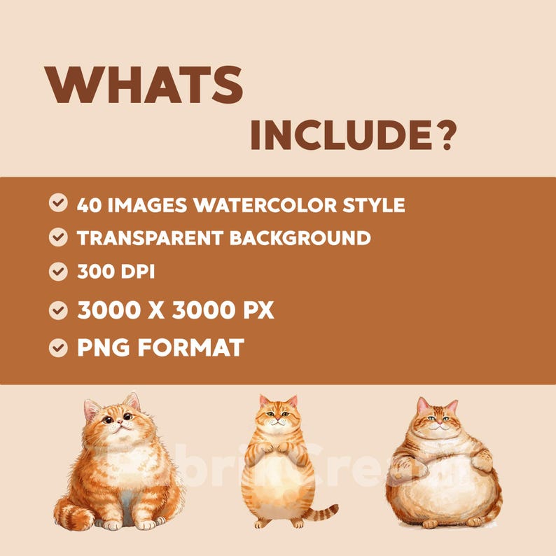 40 Watercolor Chubby Orange Cat Clipart | Squishy Belly Ginger Cat PNG ...